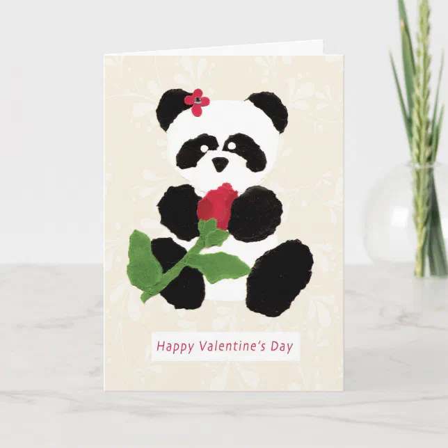 Valentine's Day Panda Holiday Card | Zazzle