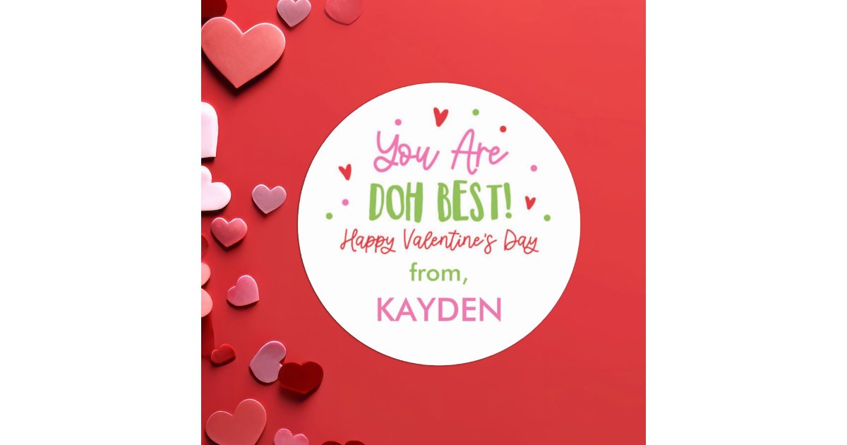 Valentine's Day Personalized Play Doh Treat Classic Round Sticker | Zazzle