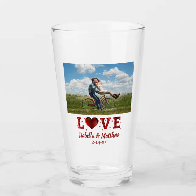 Valentines Day Photo Cute Couple Heart Love Glass | Zazzle