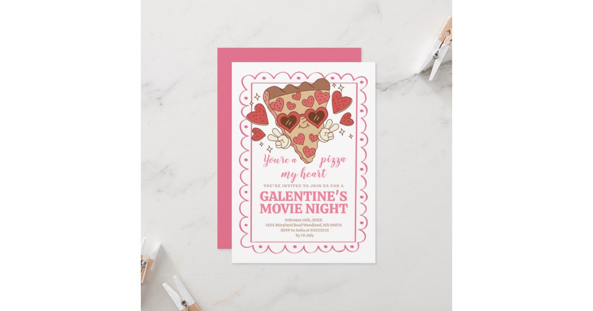 Valentine's Day Pizza Party Invitation | Zazzle
