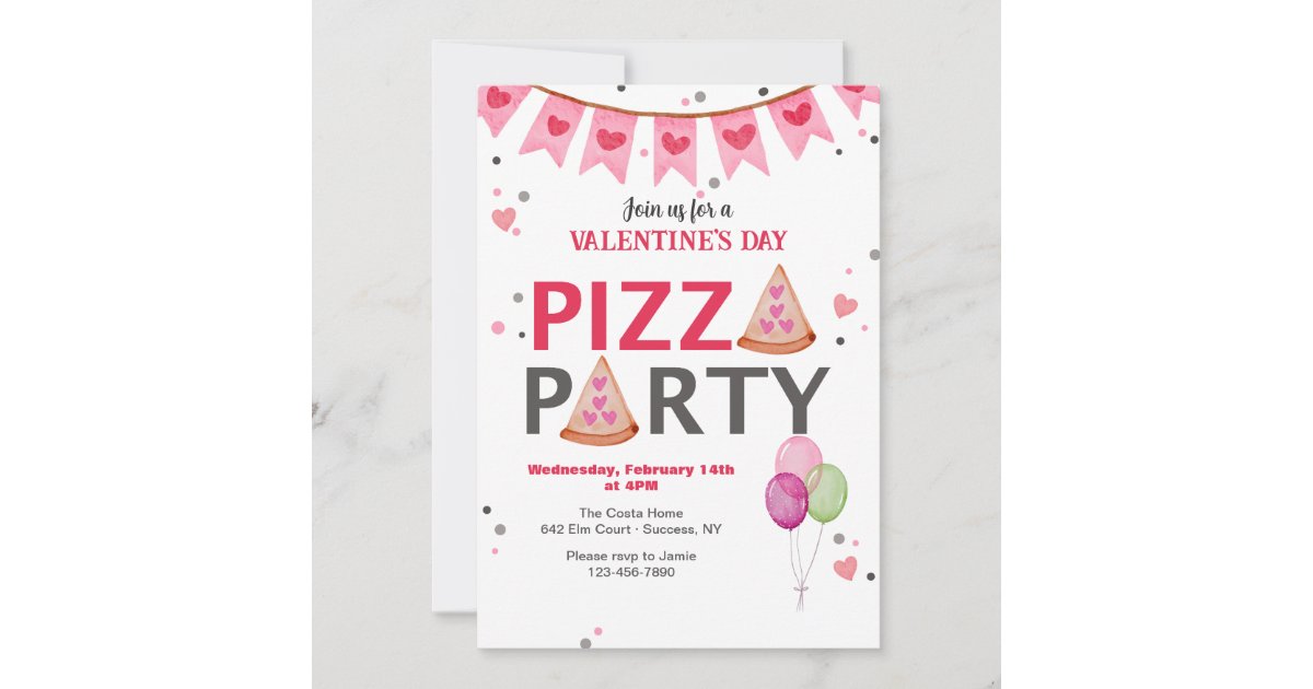 Valentine's Day Pizza Party Invitation | Zazzle