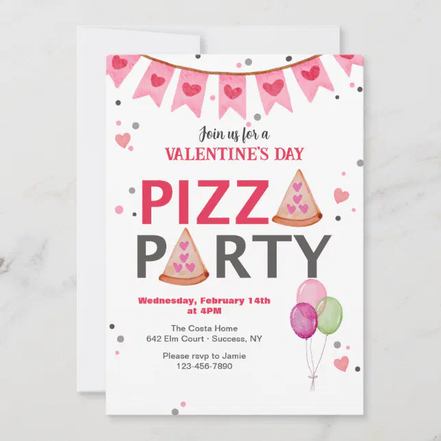 Valentine's Day Pizza Party Invitation | Zazzle