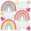 Valentine's Day Rainbows, Clouds, Hearts and Stars Sticker | Zazzle