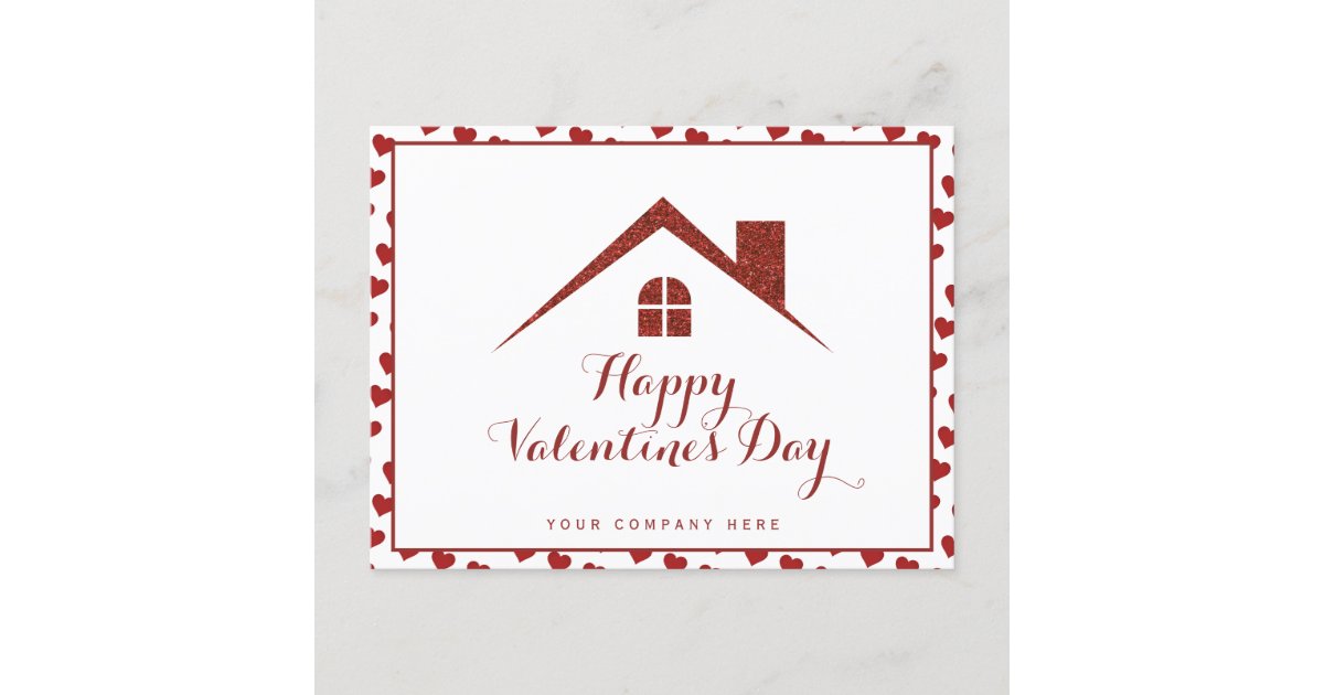 Valentine's Day Real Estate House Heart Postcard | Zazzle