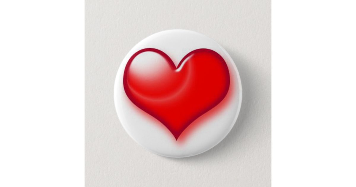 Valentine's Day Red Heart Pinback Button | Zazzle