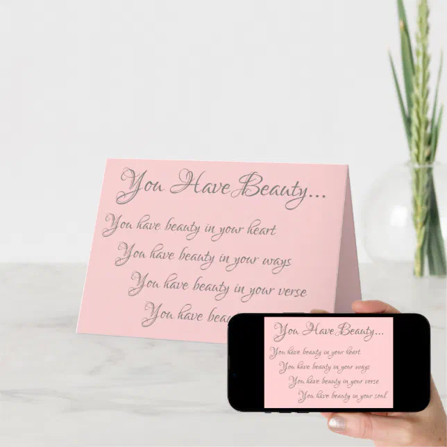 Valentine's Day Romantic Poem in Script Font, Pink Holiday Card | Zazzle