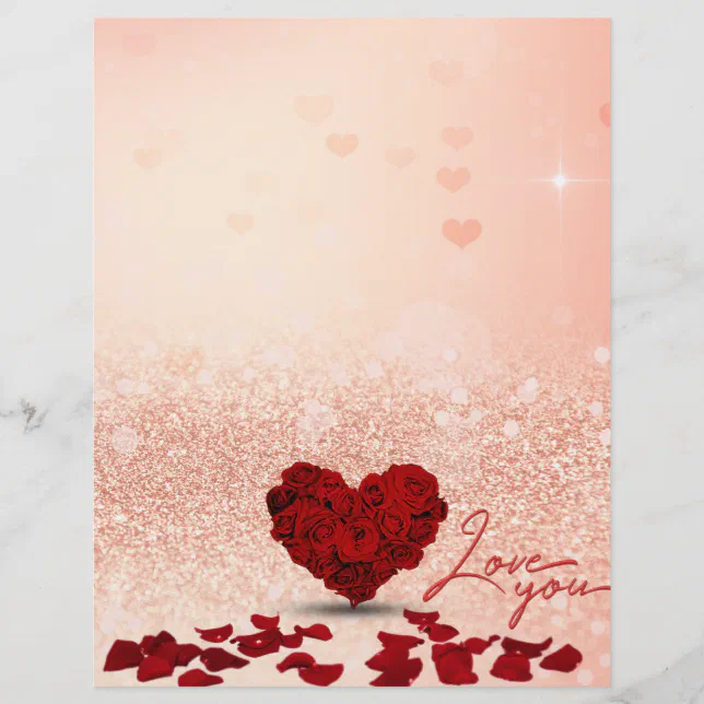 Valentine's Day Rose Heart Bouquet - Letterhead | Zazzle