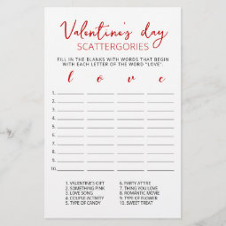 Valentine's day Scattergories editable game | Zazzle