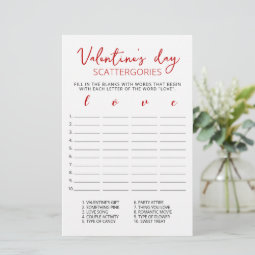 Valentine's day Scattergories editable game | Zazzle