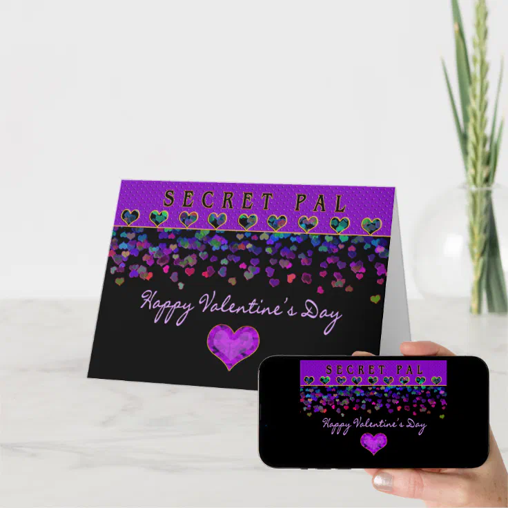 Valentine's Day - Secret Pal - Hearts Holiday Card | Zazzle