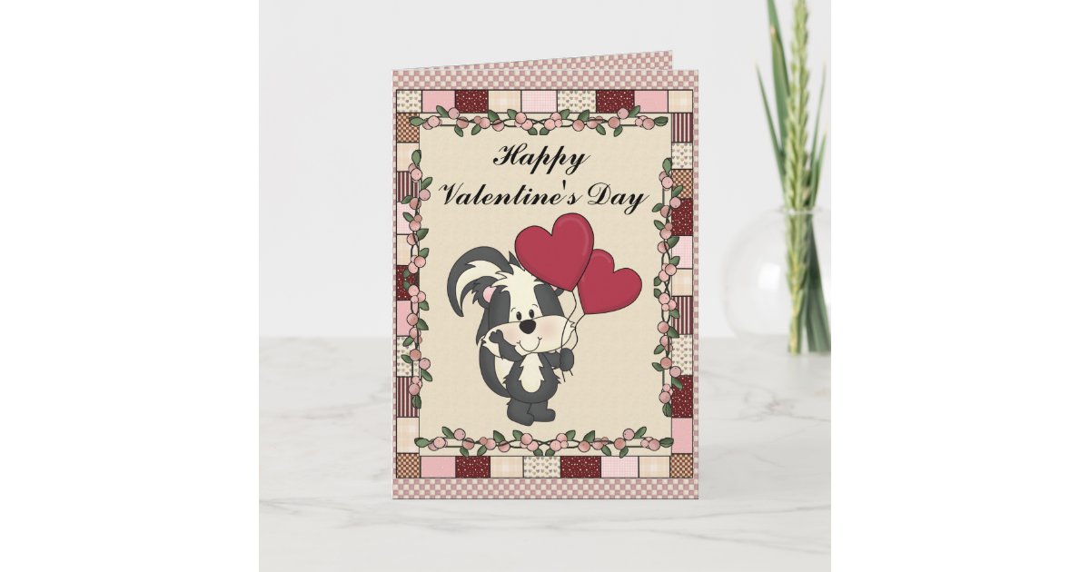 Valentine's Day skunk greeting card | Zazzle