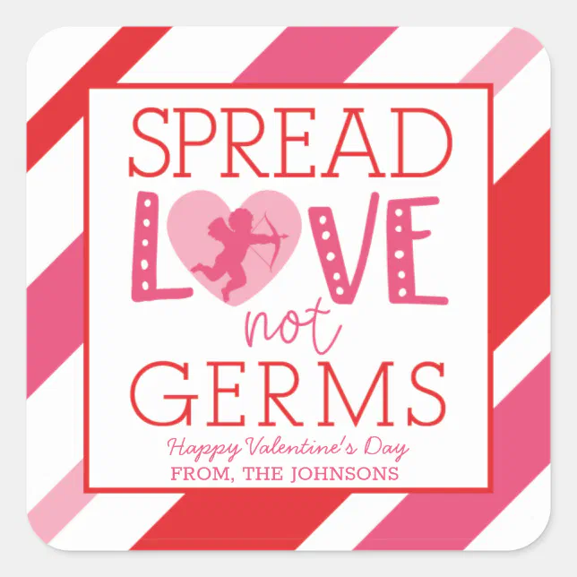 Valentine's Day Spread Love Not Germs Stickers | Zazzle