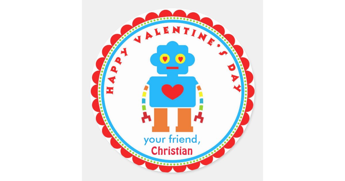 Valentine's Day Stickers Robot Stickers | Zazzle