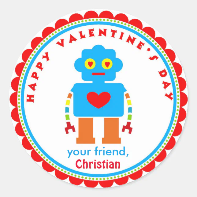 Valentine's Day Stickers Robot Stickers | Zazzle