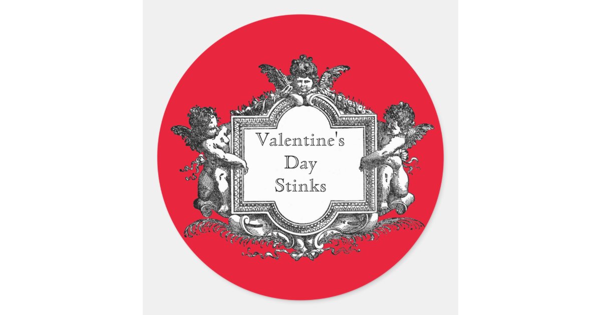 Valentine's Day Stinks Classic Round Sticker | Zazzle