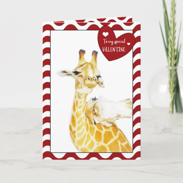 Valentine's Day Sweet Giraffes Card | Zazzle