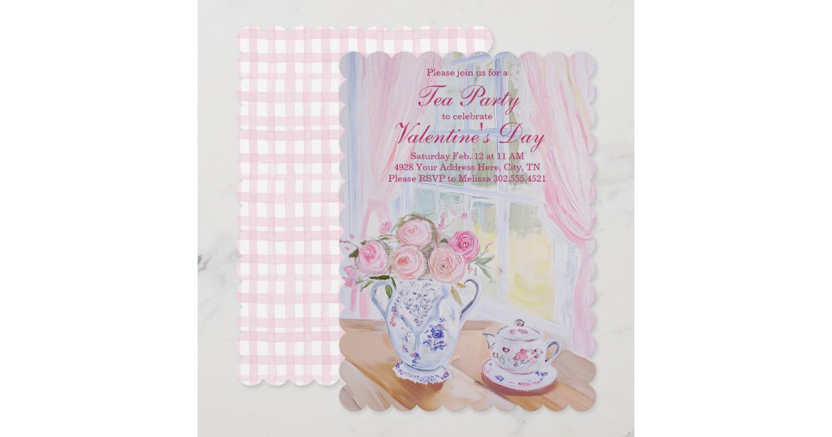 Valentine's Day Tea Party Editable Invitation | Zazzle