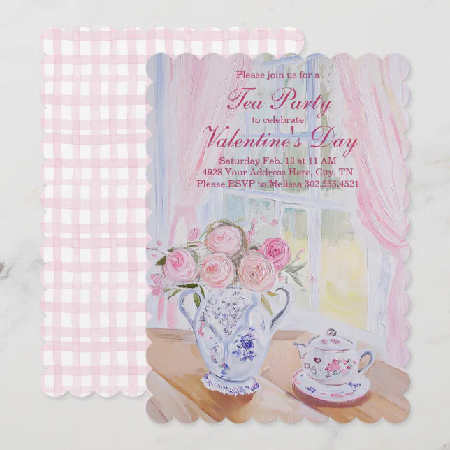 Valentine's Day Tea Party Editable Invitation | Zazzle