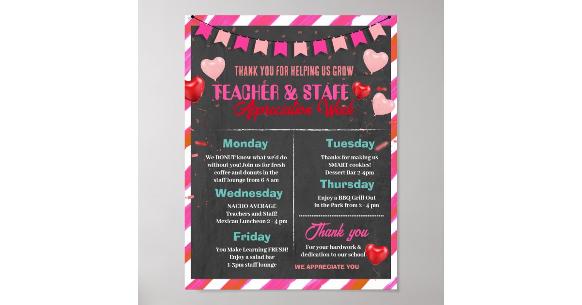 Valentine's Day Teacher Appreciation template Poster | Zazzle