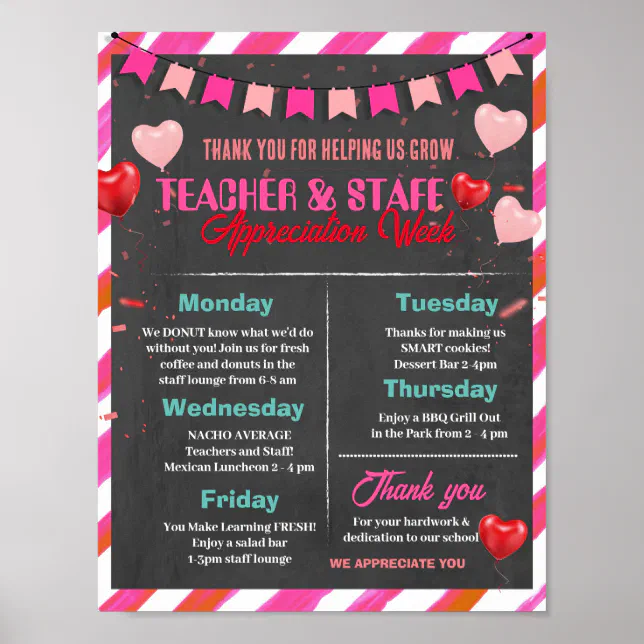Valentine's Day Teacher Appreciation template Poster | Zazzle