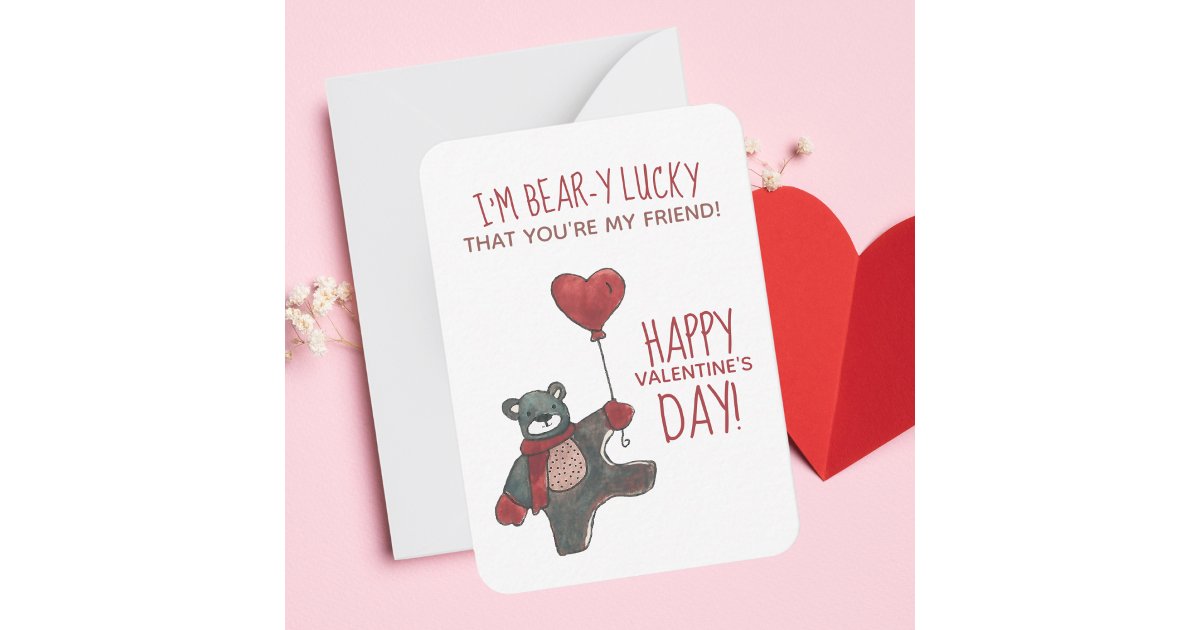 Valentine's Day Teddy Bear Classroom Card | Zazzle