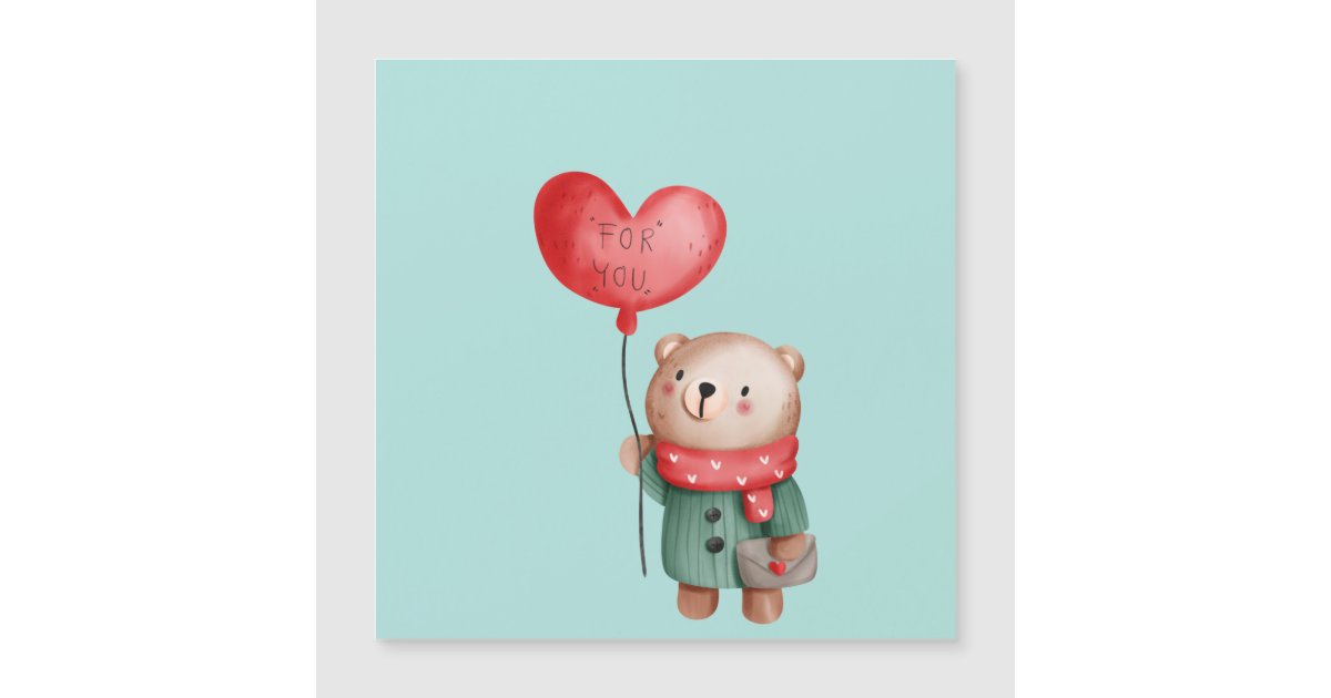 Valentine's Day teddy bear holding love balloon | Zazzle