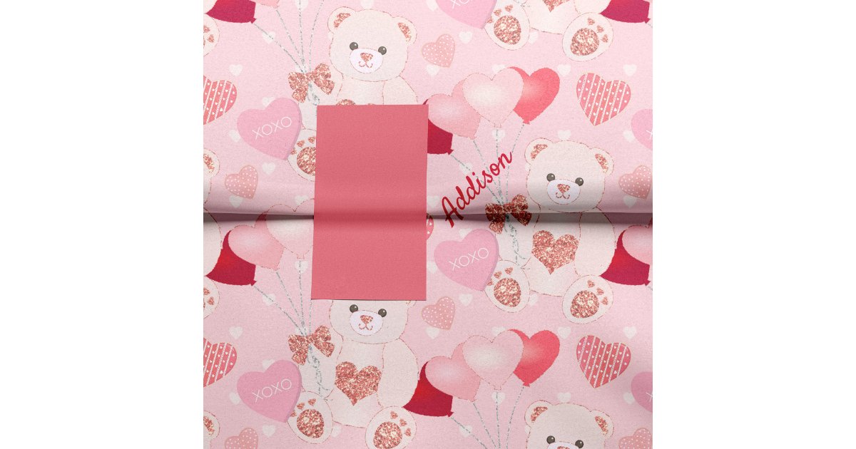 Valentine's Day Teddy Bear XOXO Heart Pattern Tissue Paper | Zazzle