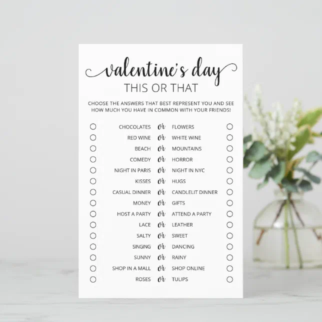 Valentine's day This or that Game Editable game | Zazzle