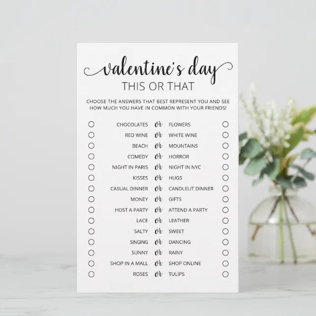 Valentine's day This or that Game Editable game | Zazzle