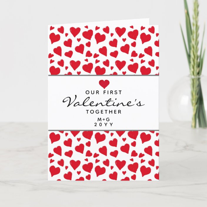 Valentines Day Together Red Hearts Personalized Holiday Card | Zazzle.com