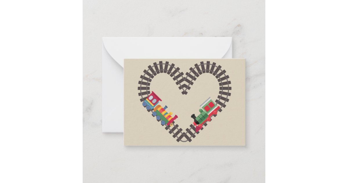 Valentines Day Train Railroad Heart Note Card | Zazzle