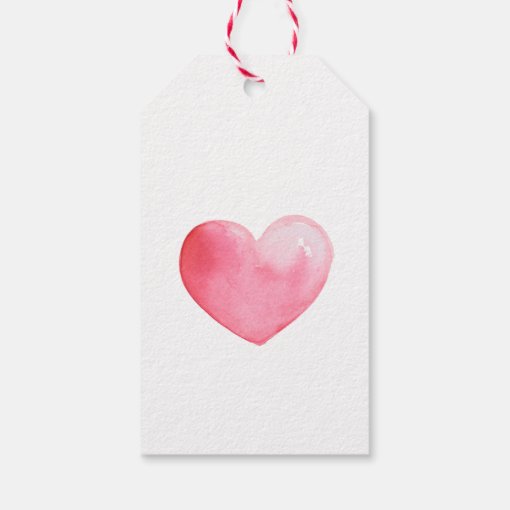 Valentine's Day Watercolor Heart Gift Tags | Zazzle
