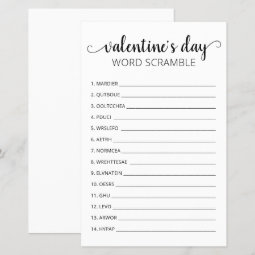 Valentine's day Word Scramble Game party game | Zazzle