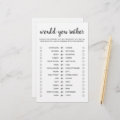 Valentine's day Would You Rather Editable game | Zazzle