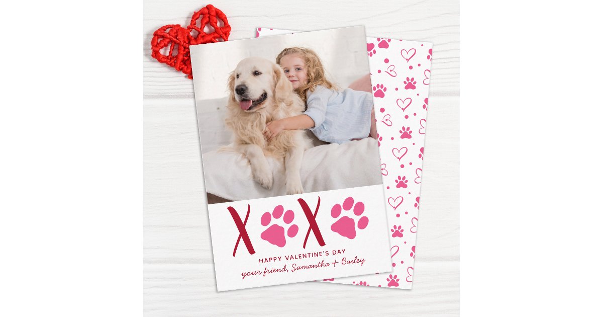 Valentines Day XOXO Cute Kids Classroom Dog Photo Note Card | Zazzle