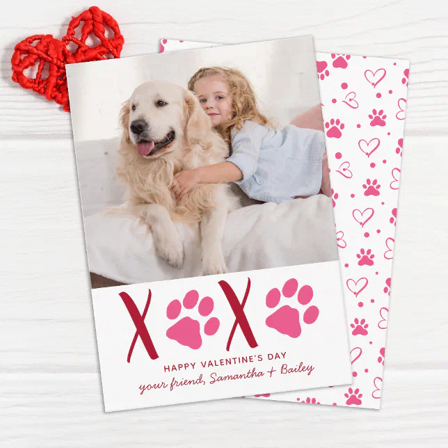 Valentines Day XOXO Cute Kids Classroom Dog Photo Note Card | Zazzle