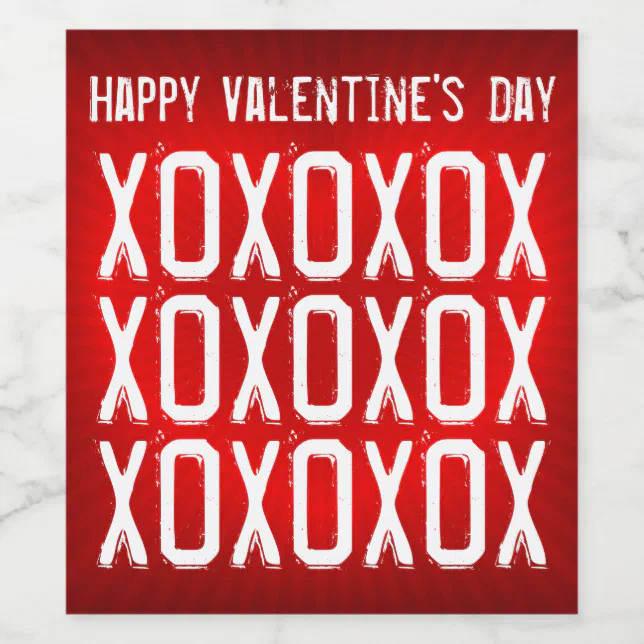 Valentine's Day XOXOXOX Wine Label | Zazzle