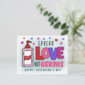 Valentines Hand Sanitizer Spread Love Not Germs Postcard | Zazzle