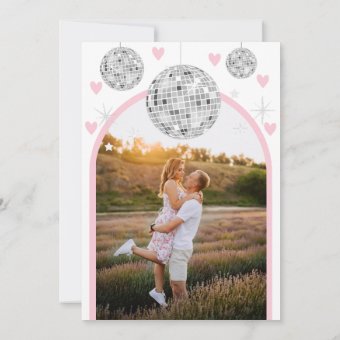 Valentines Heart Retro Disco Engagement photo Invitation | Zazzle