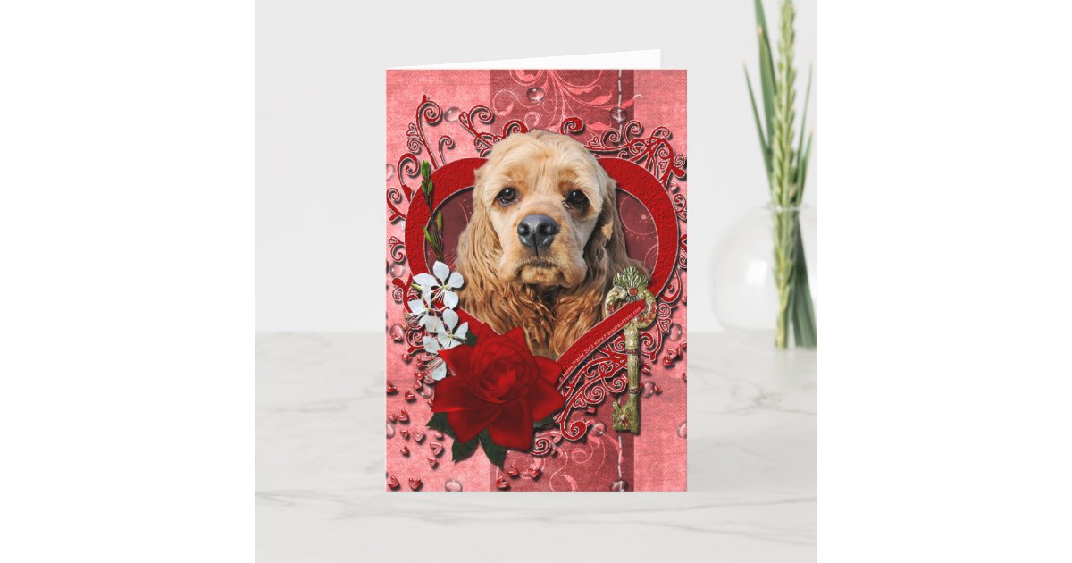 Valentines - Key to My Heart - Cocker Spaniel Holiday Card | Zazzle