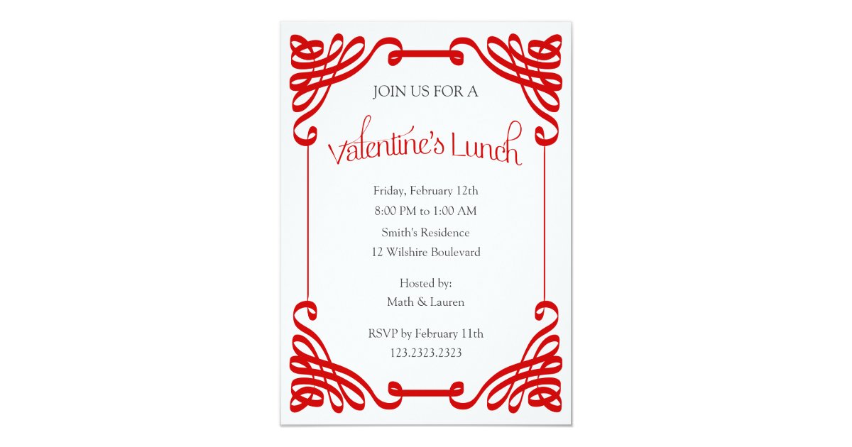 Valentine's Lunch Party Invitation | Zazzle.com