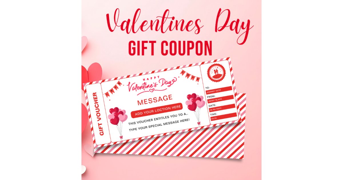 Valentine's Massage Ticket Gift Coupon Voucher, Invitation | Zazzle