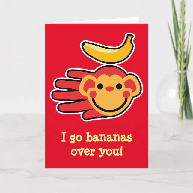 Valentine's monkey I go bananas over you Holiday Card | Zazzle