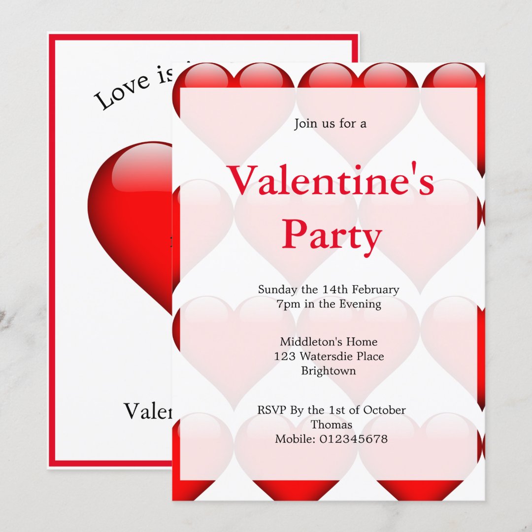 Valentines Party Red Heart Forever Love Invitation | Zazzle