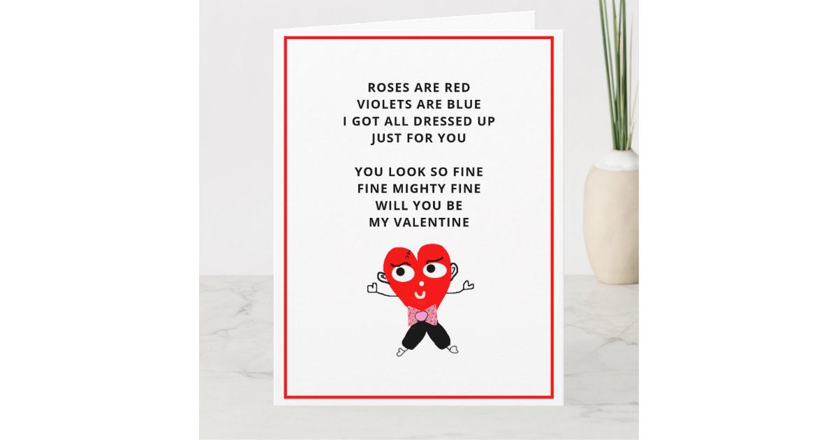 Valentines Poem Roses Are Red Girlfriend Card Zazzle