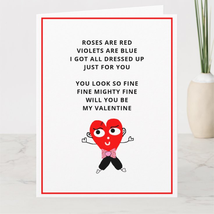 Valentines Poem Roses Are Red Girlfriend Card Zazzle
