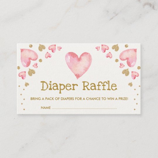 Valentines Sweetheart Diaper Raffle Pink Gold Enclosure Card | Zazzle.com