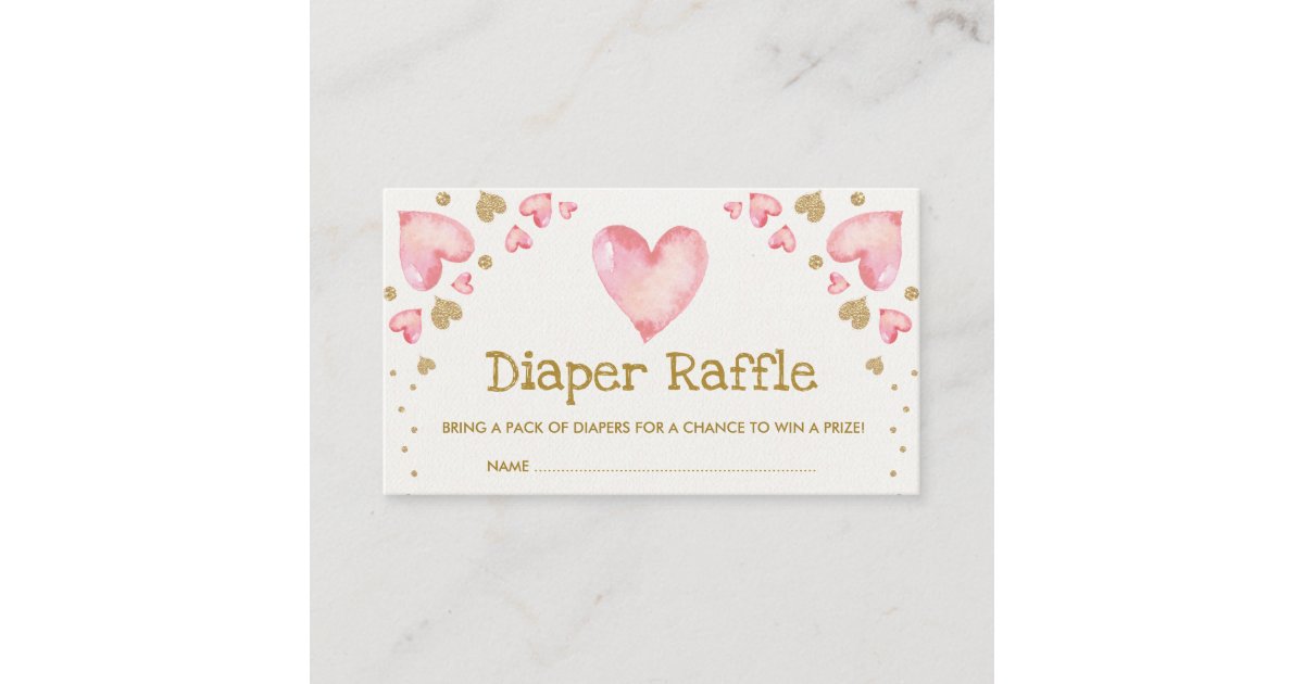 Valentines Sweetheart Diaper Raffle Pink Gold Enclosure Card | Zazzle