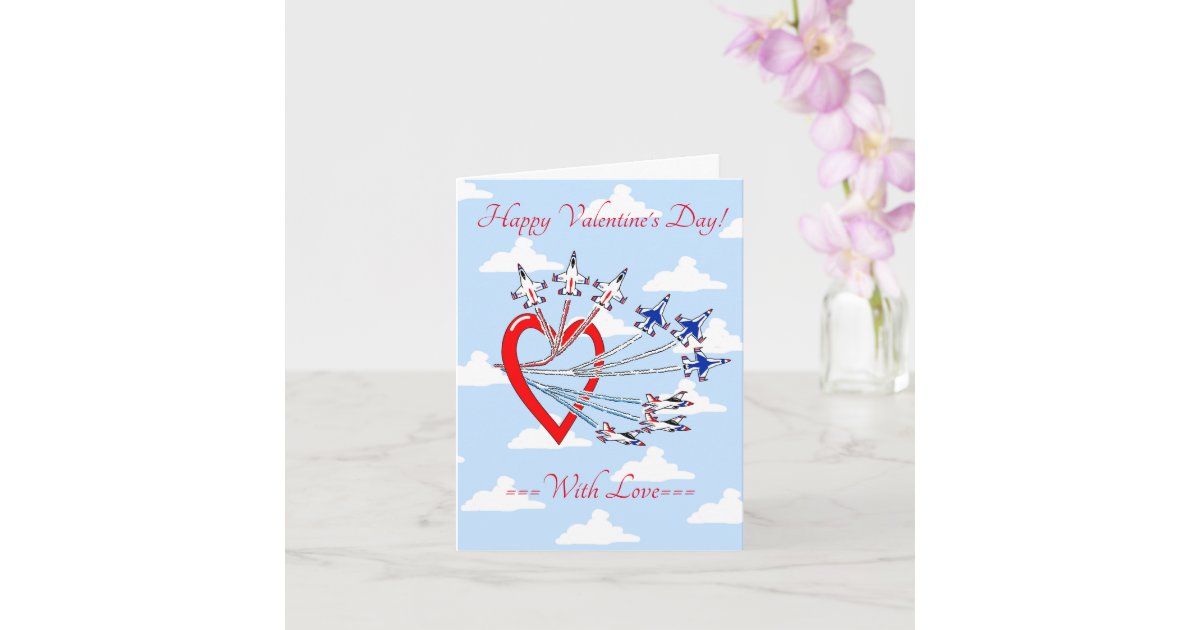 Valentine's Thunderbirds Blue Sky Card | Zazzle