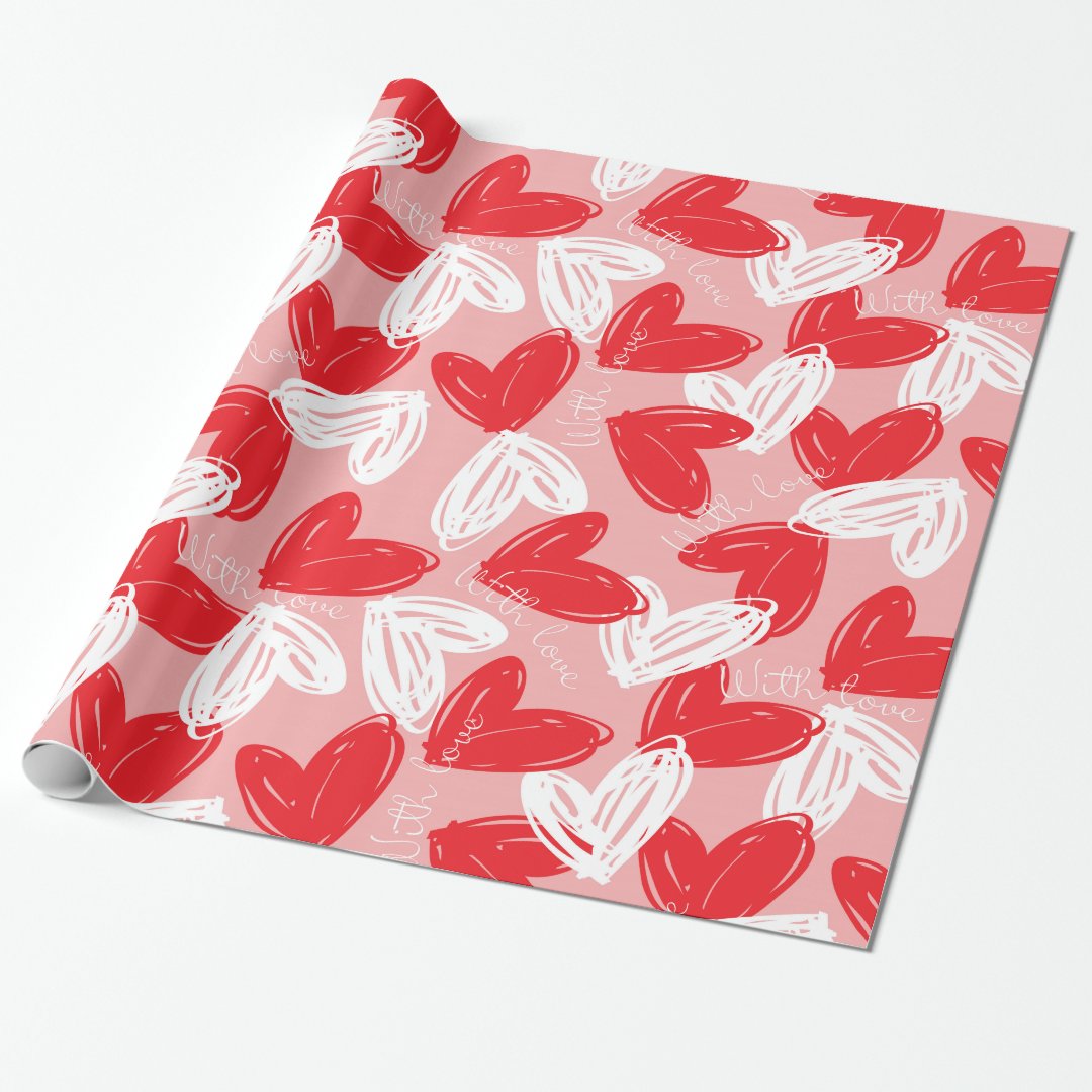 Valentine's "With Love" Hearts Wrapping Paper | Zazzle